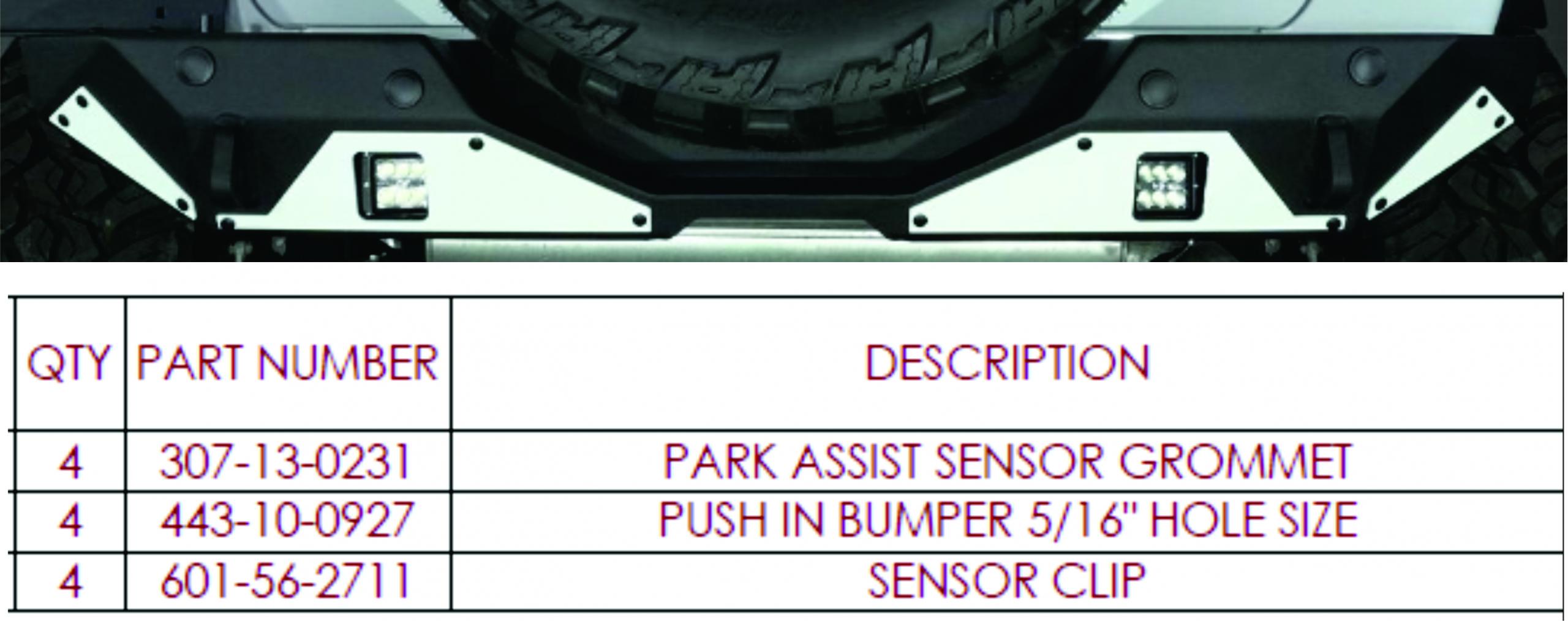 Jeep JL Rear Bumper Sensor Kit for 2018 to Present Hammerhead Armor ...