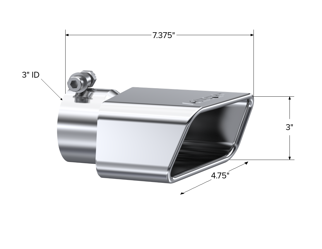 Exhaust Tip 4 3/4 Inch X 3 Inch ID Rectangle Angled Cut 3 Inch O.D ...